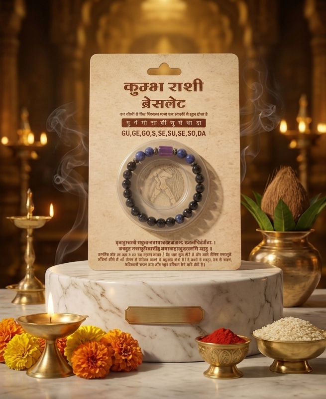 Natural Lapis Lazuli Kumbha Rashi Aquarius Bracelet | Svasti – Svasti Store